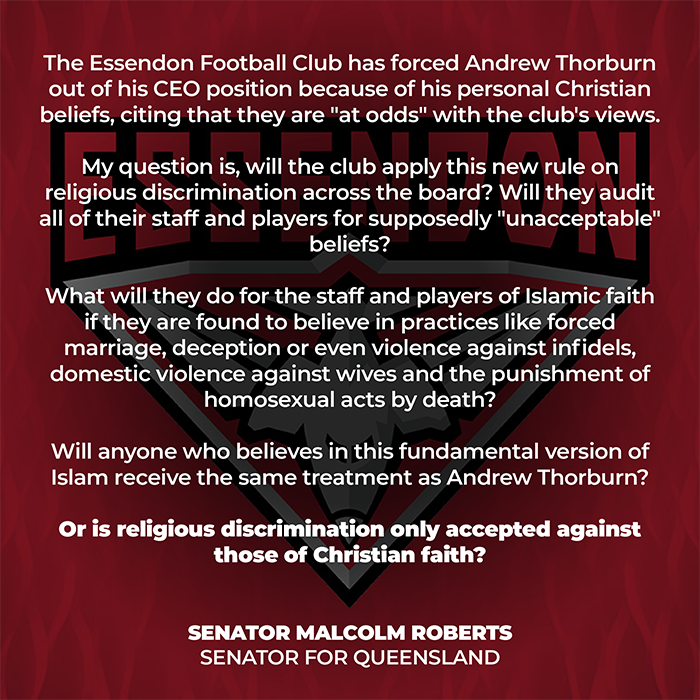 Statement on Essendon Football's decision to boot Andrew Thorburn ...